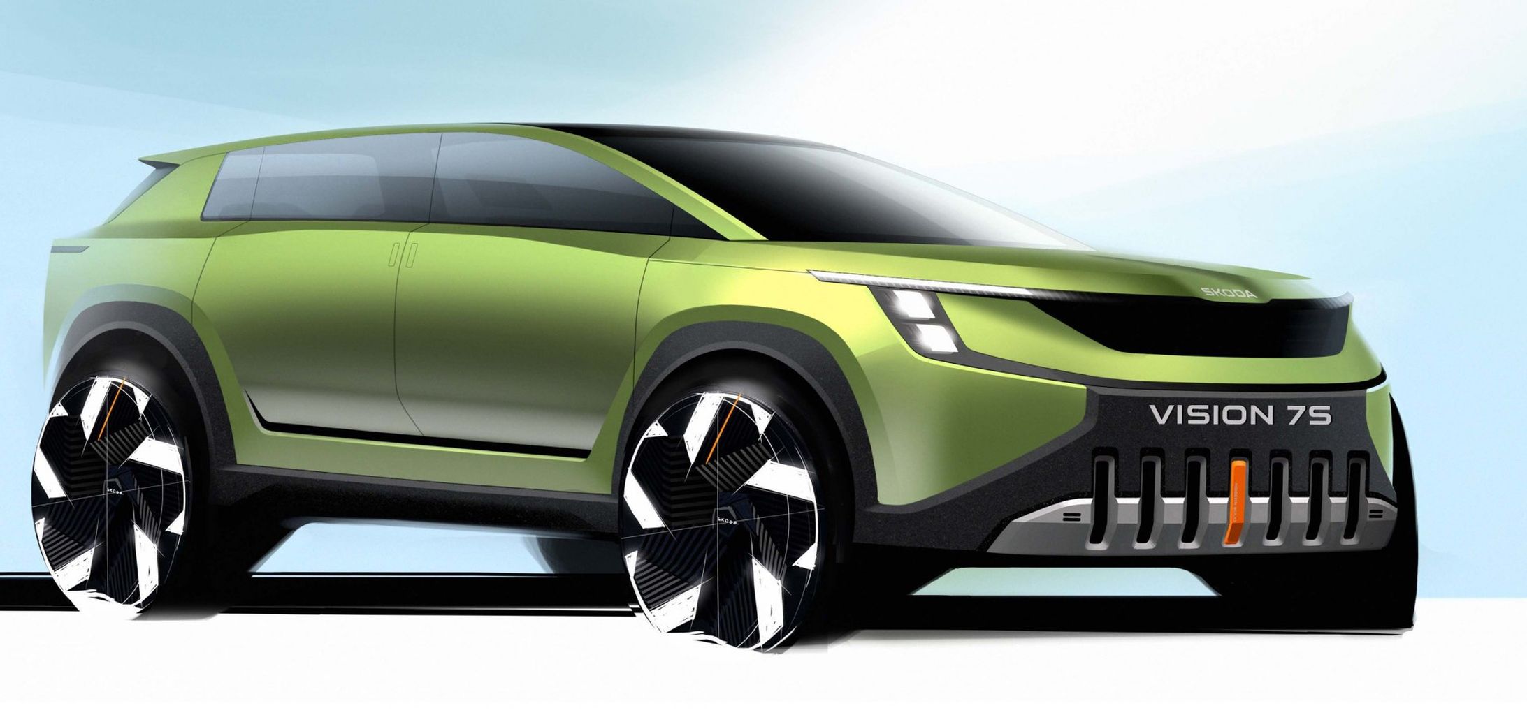 Vision 7S: Skoda revela esboço de seu SUV elétrico de sete lugares